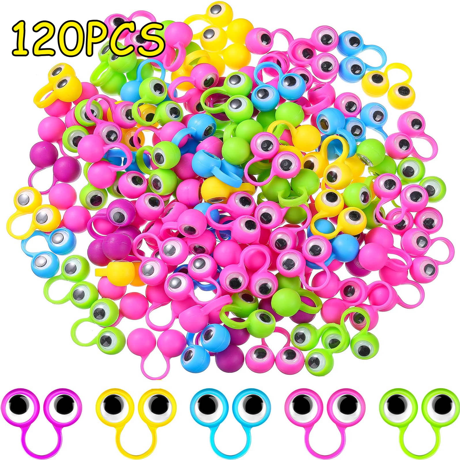 120 Pcs Eyeball Ring, Eye Finger Puppets, Wiggly Plastic Finger ...
