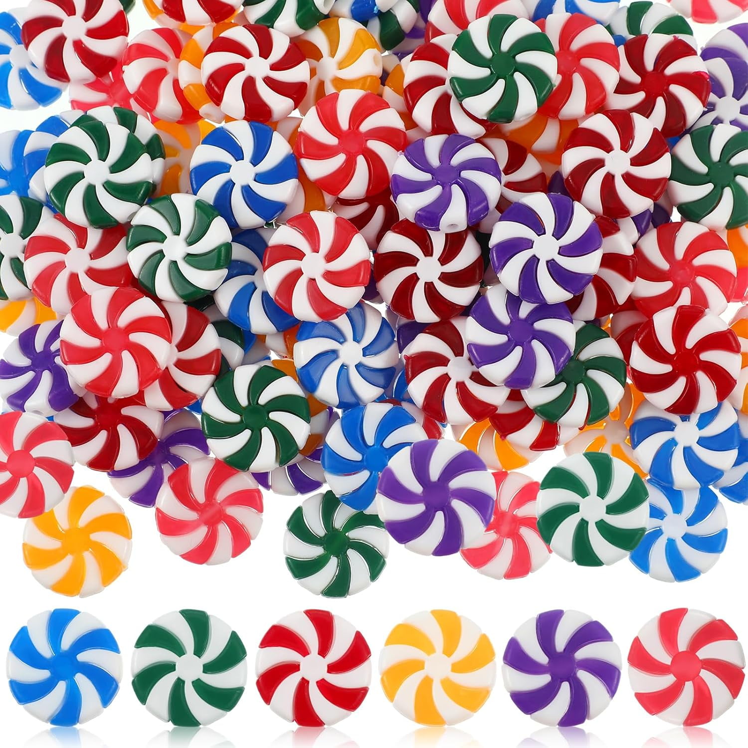 120 Pcs Fake Christmas Candy Cane Peppermint Ornaments Xmas Candy Decor ...