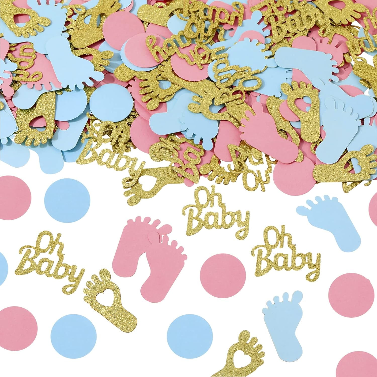 120 Pcs Glitter Gender Reveal Paper Confetti Round Pink and Blue Table ...