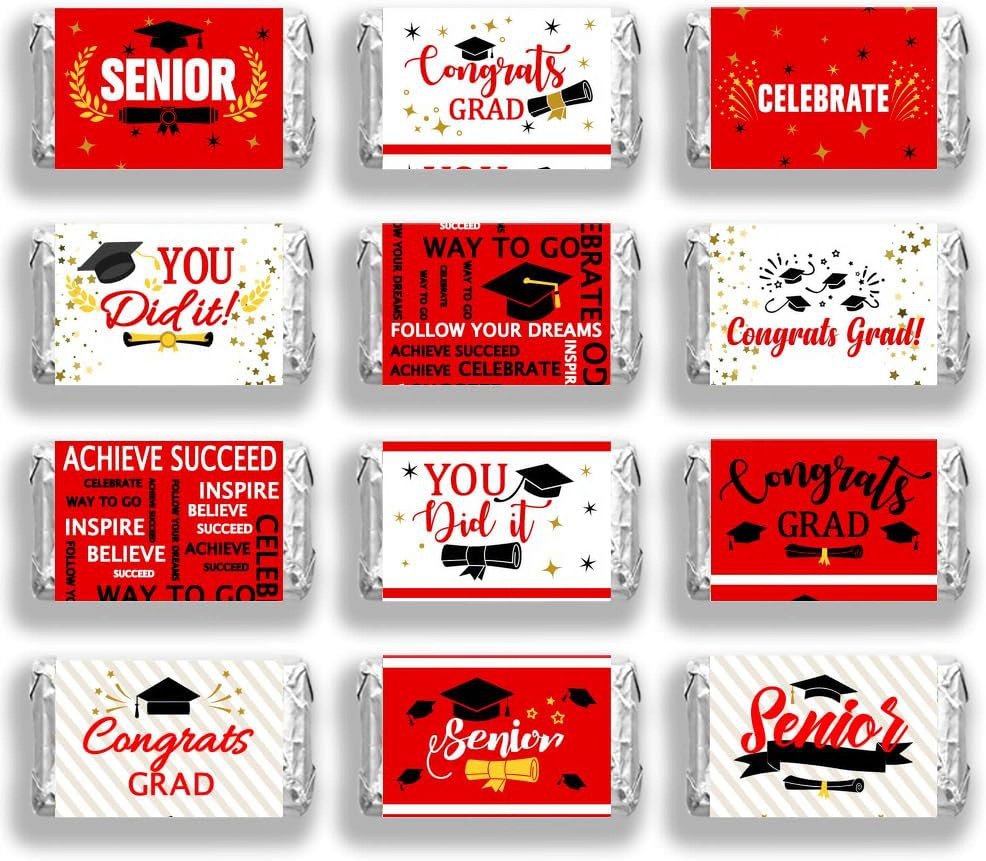 120 Pcs Graduation Candy Bar Wrappers 1.4x2.6inch(3.5x6.6cm) 6 Styles ...
