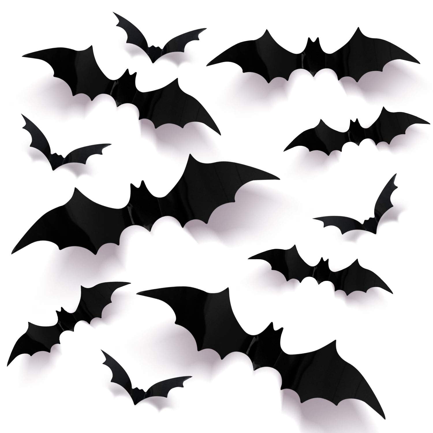 120 Pcs Halloween Bats Decals Room Decorations 3D Paper Bats Stickers ...