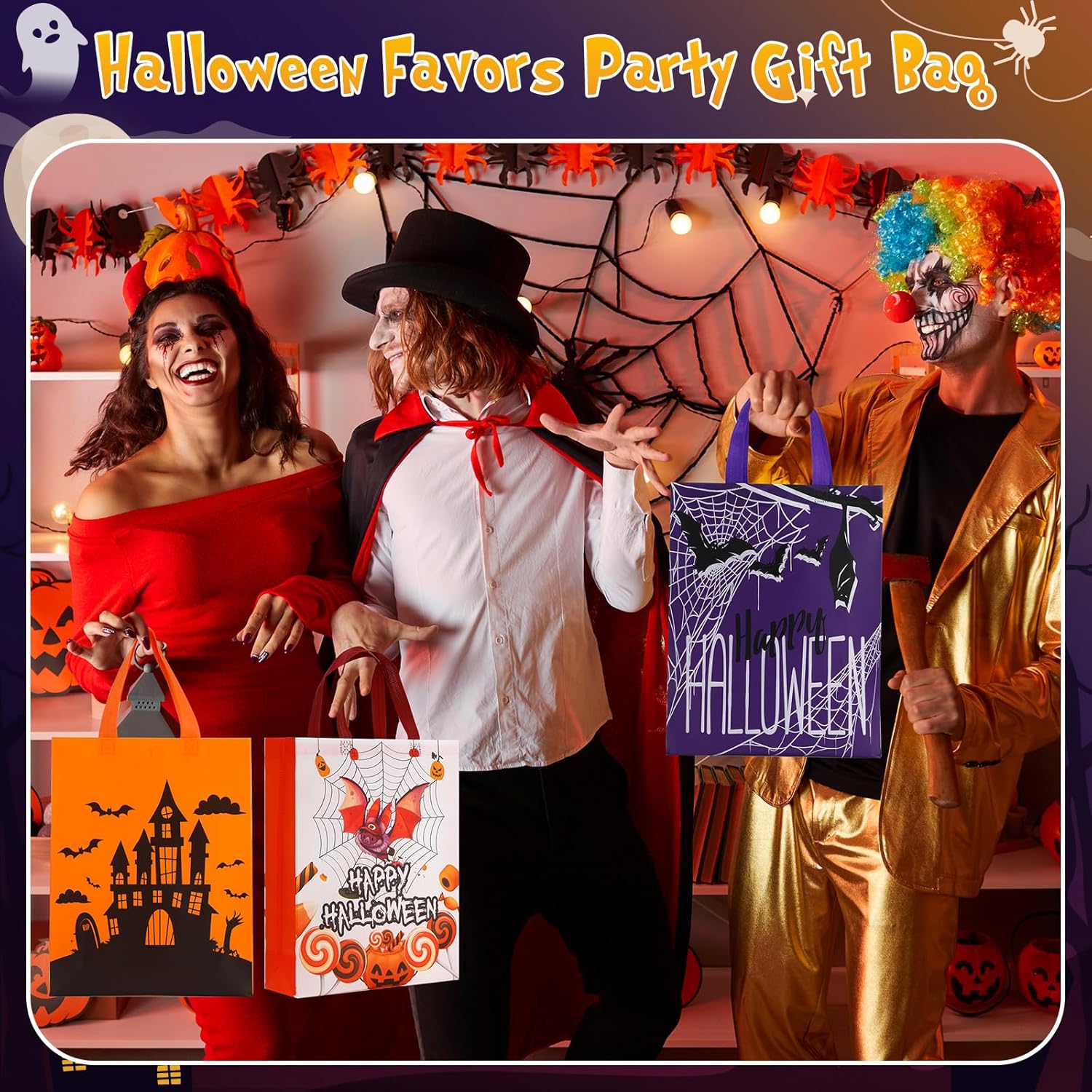 120 Pcs Halloween Tote Gift Bags Large Trick or Treat Bags Non Woven ...
