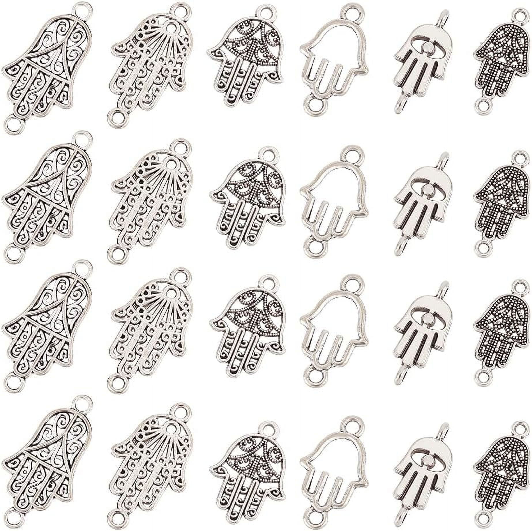 120 Pcs Hamsa Hand Connectors 12 Sets 6 Style Tibetan Style Hollow ...