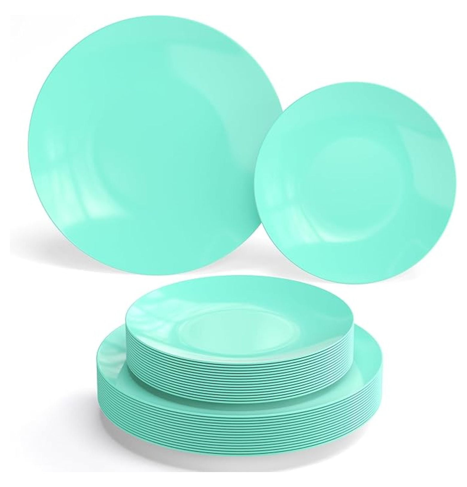 120 Pcs Heavy Duty Plastic Dinnerware Set - 60-10" & 60-8" Green Plates ...