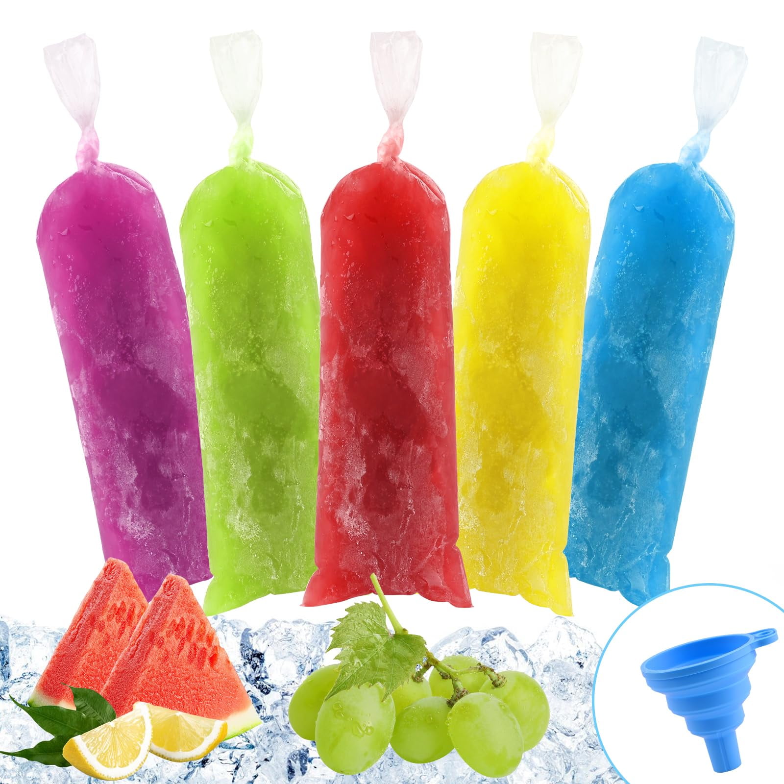 120 Pcs Ice Lolly Bags Disposable, Clear Plastic Popsicle Molds with ...