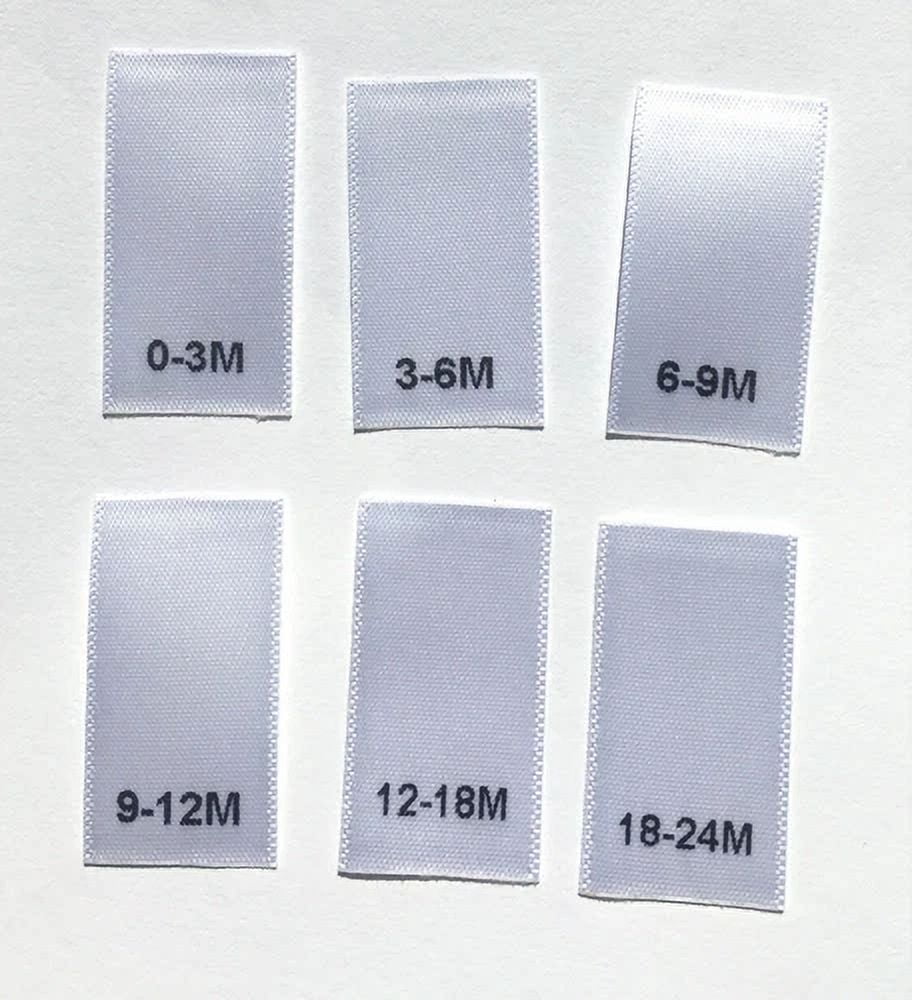 120 Pcs Infant Clothing Sewing Garment Label Satin Printed Tags Months ...