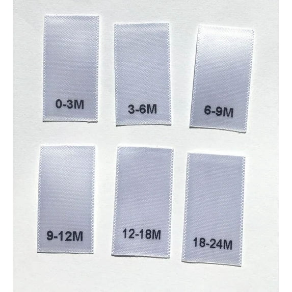 120 Pcs Infant Clothing Sewing Garment Label Satin Printed Tags Months ...