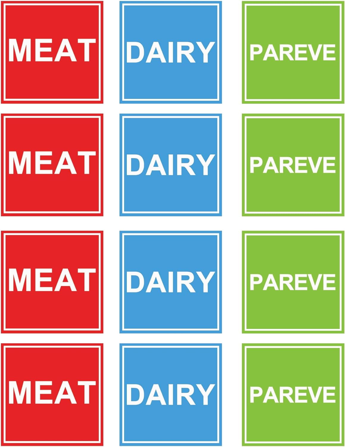 120 Pcs Kosher Labels Meat Dairy Parve Stickers 1.5 x 1.5 inch Blue ...