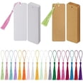 120 Pcs Kraft Paper Blank Bookmarks with 100 Pcs Colorful Tassels Paper ...