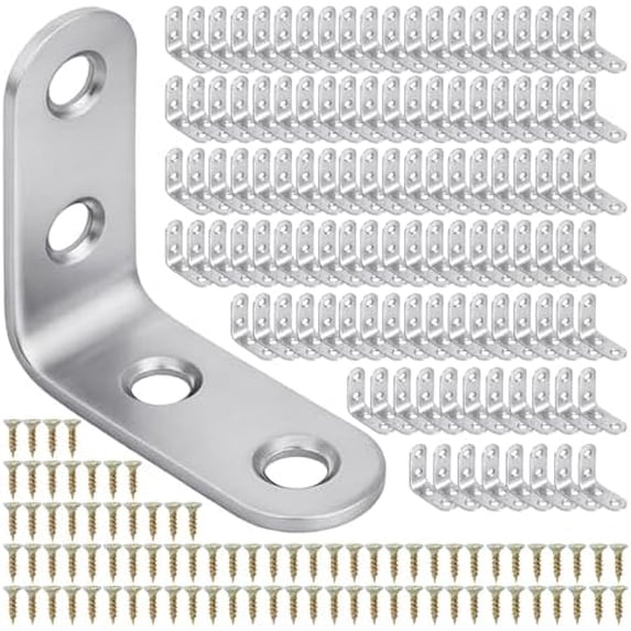 120 Pcs L Shaped Bracket Corner Brace with Screws Heavy Duty Stainless ...