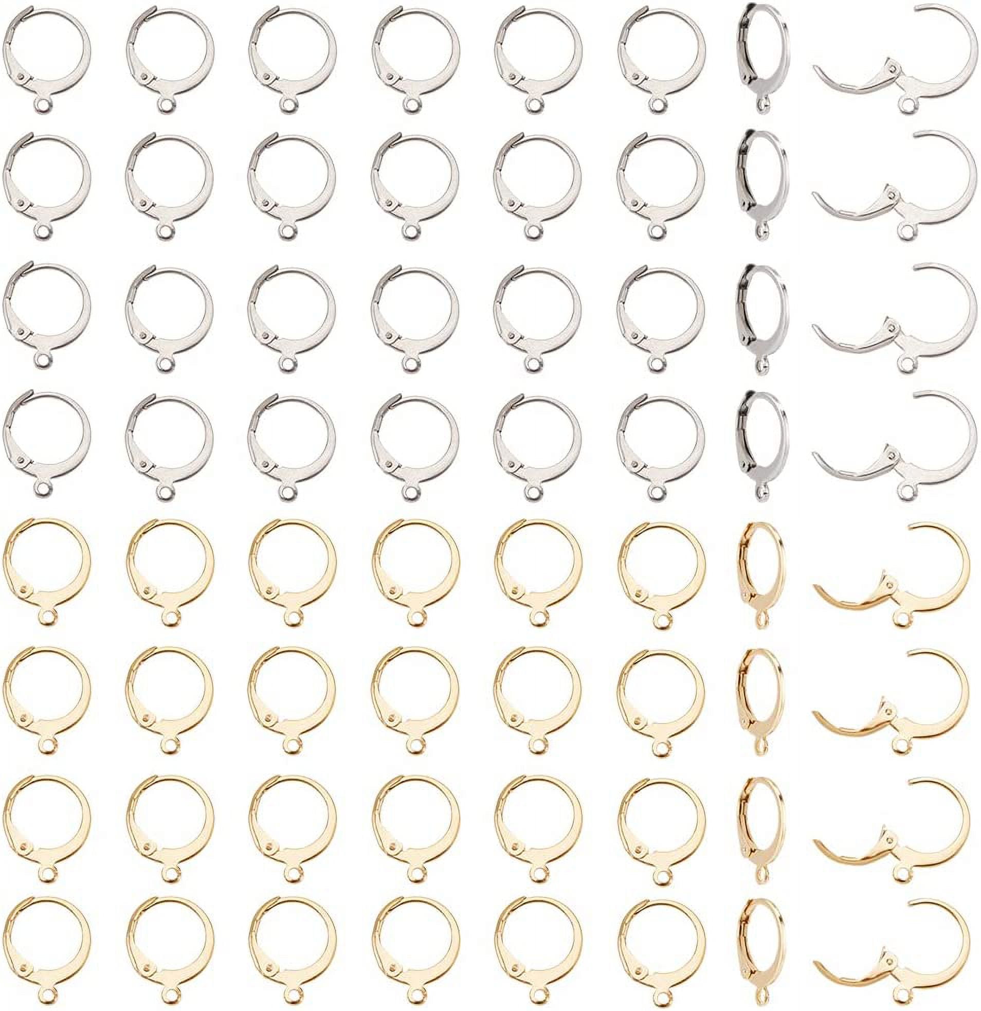 120 Pcs Leverback Earring Findings 2 Colors Stainless Steel French ...