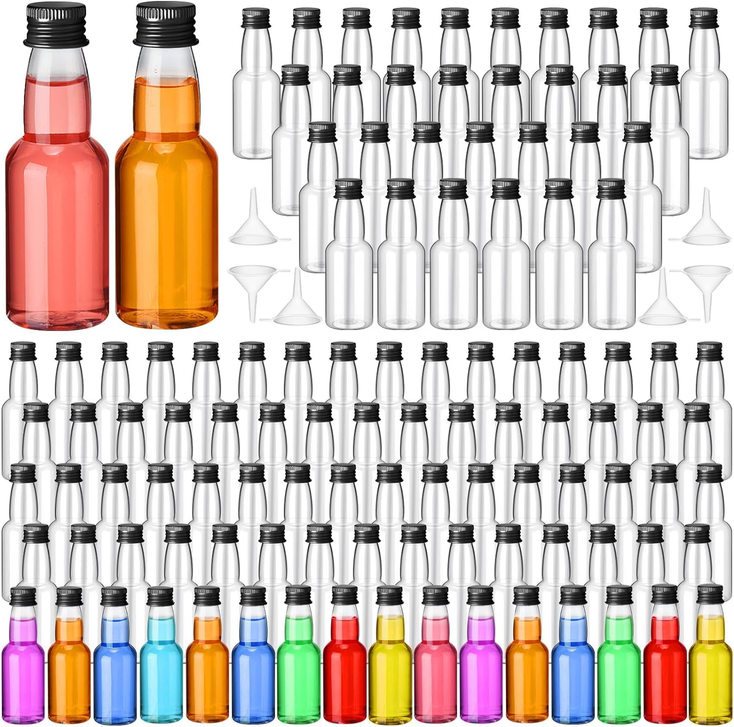 120 Pcs Mini Liquor Bottles Airtight Shot Miniature Empty Plastic ...