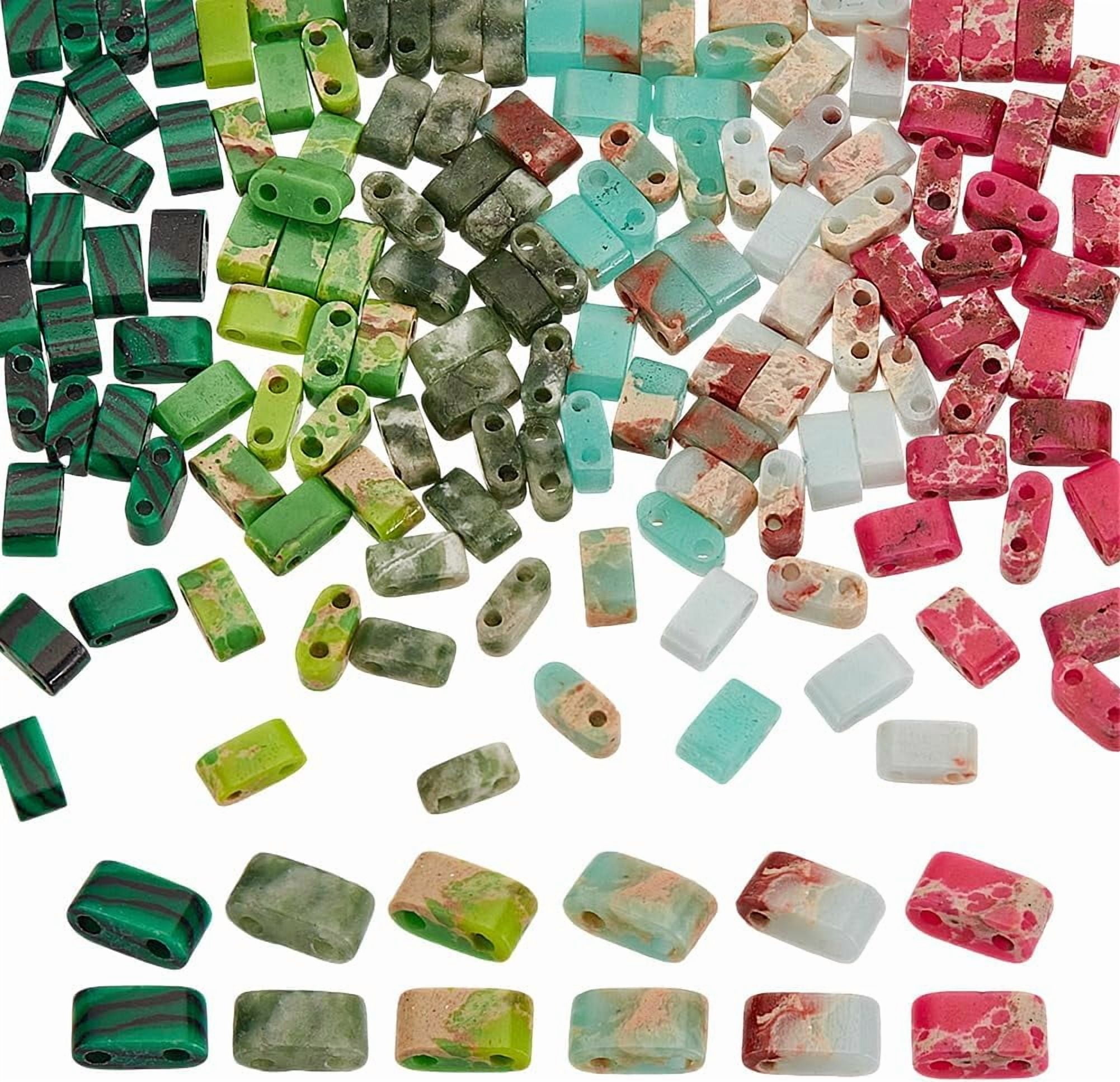 120 Pcs Mixed Gemstone Half Beads 6 Styles Natural and Stone Beads ...