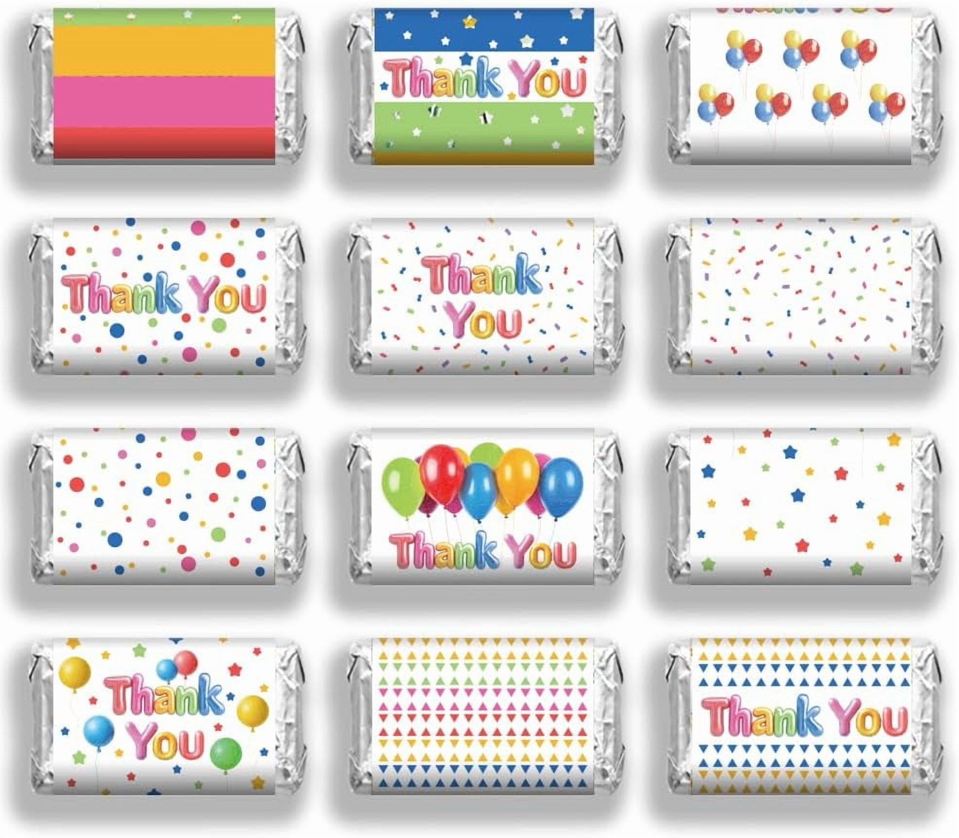 120 Pcs Modern Colorful Candy Wrappers Stars Balloons Thank You Mini ...