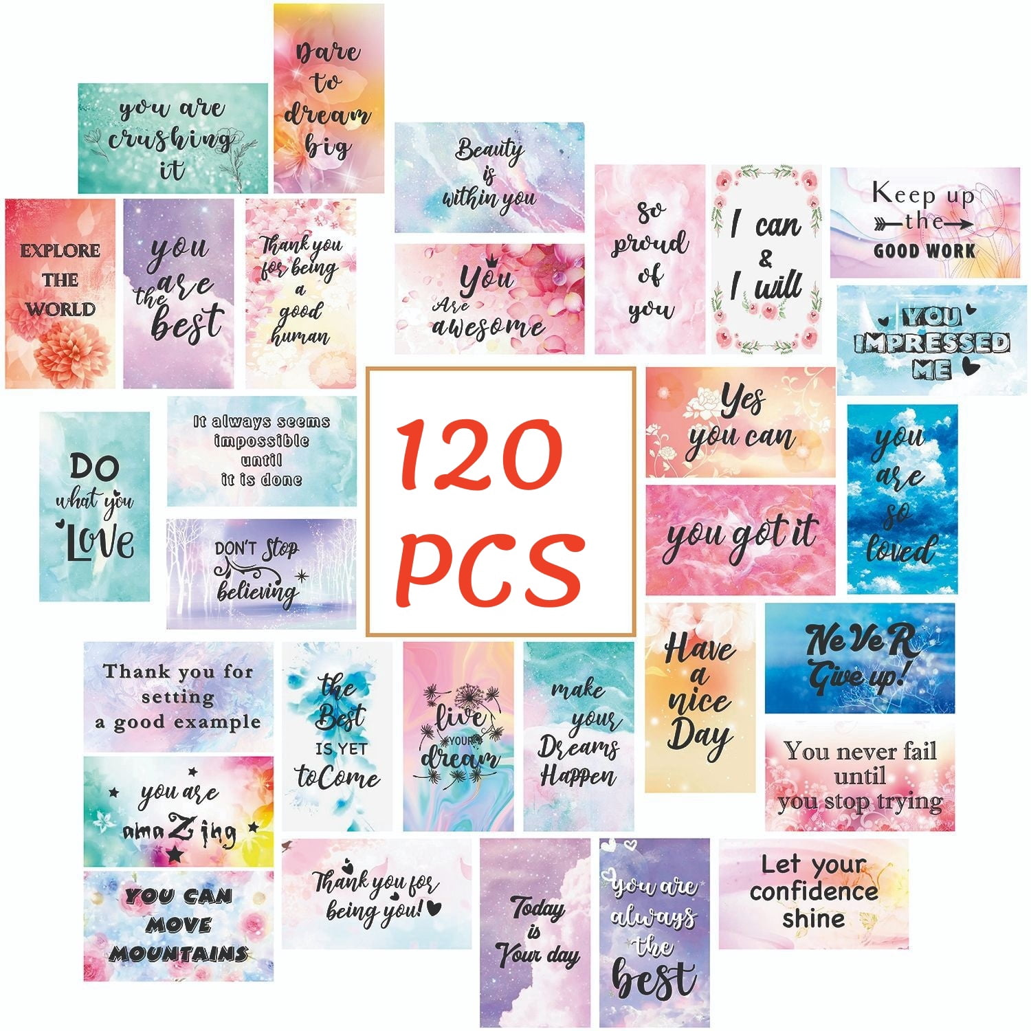 120 Pcs Motivational Encouragement Quote Cards Inspirational Note Cards ...