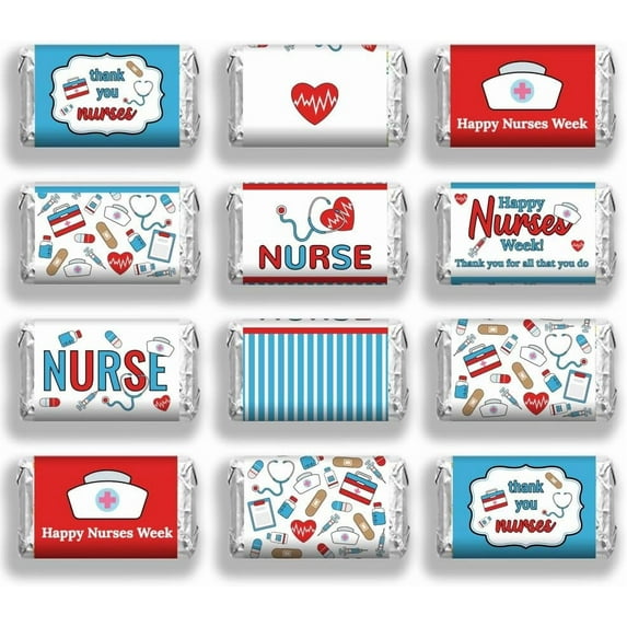 120 Pcs Nurse Theme Candy Wrapping Paper Nurse Hat Syringe Stethoscope ...