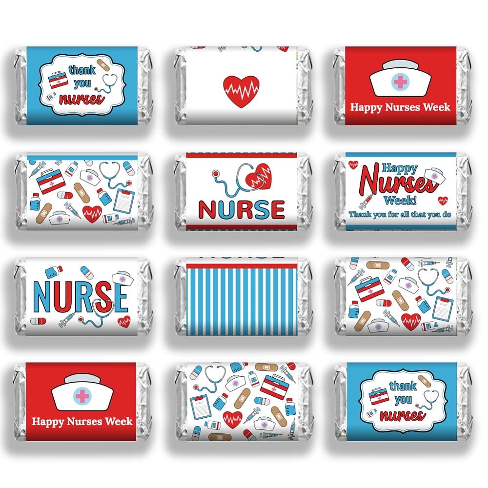 120 Pcs Nurse Theme Candy Wrapping Paper Nurse Hat Syringe Stethoscope ...