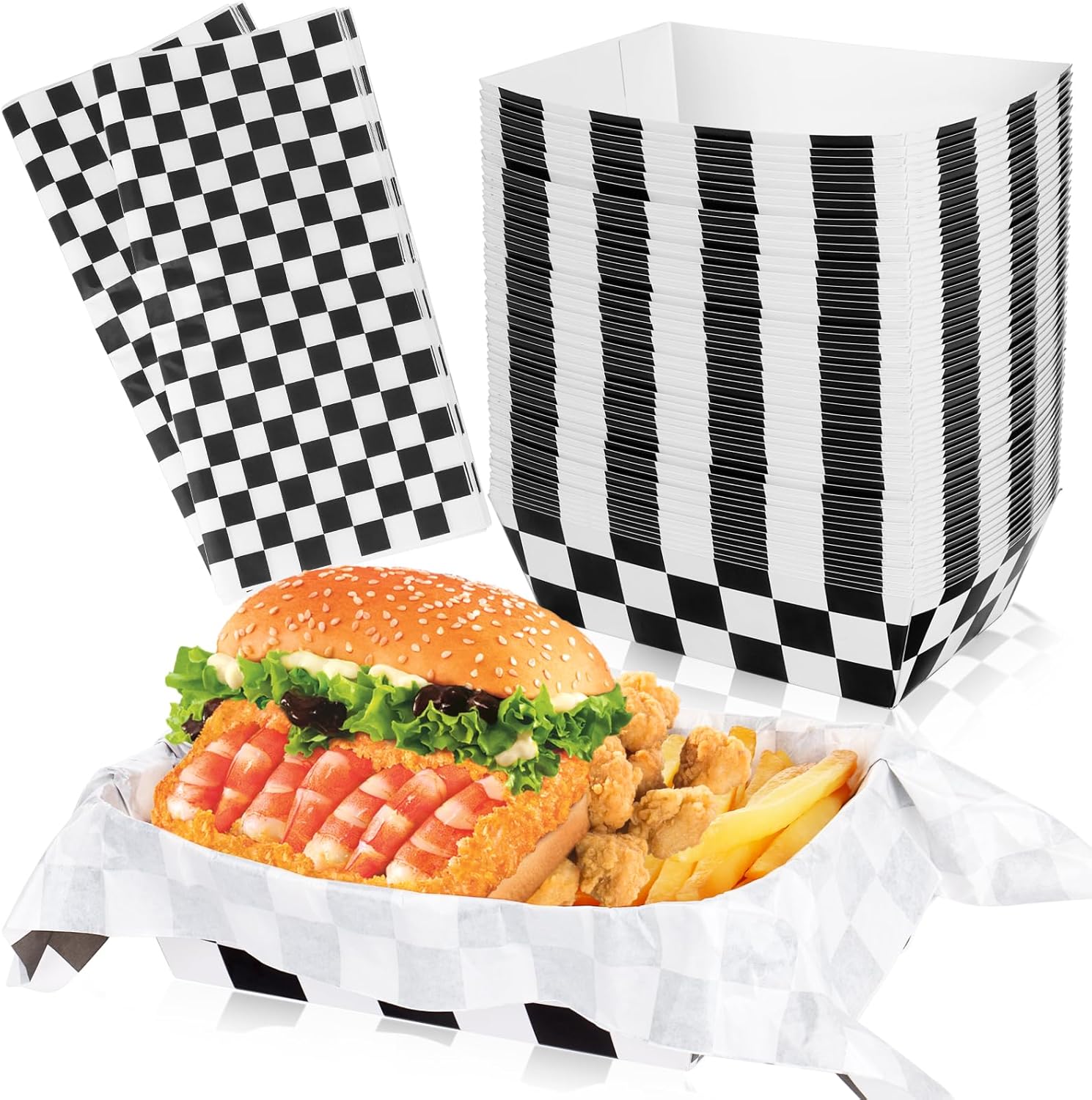 120 Pcs Paper Food Boats Trays Nacho Hot Dog Popcorn Disposable for ...