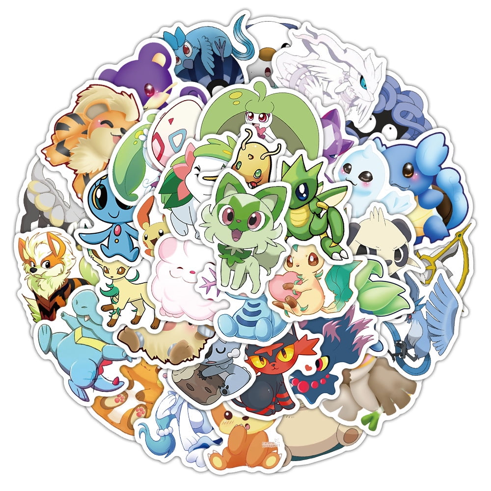 120 Pcs Pet Pokemon Anime Stickers Cartoon Waterproof Stickers for ...