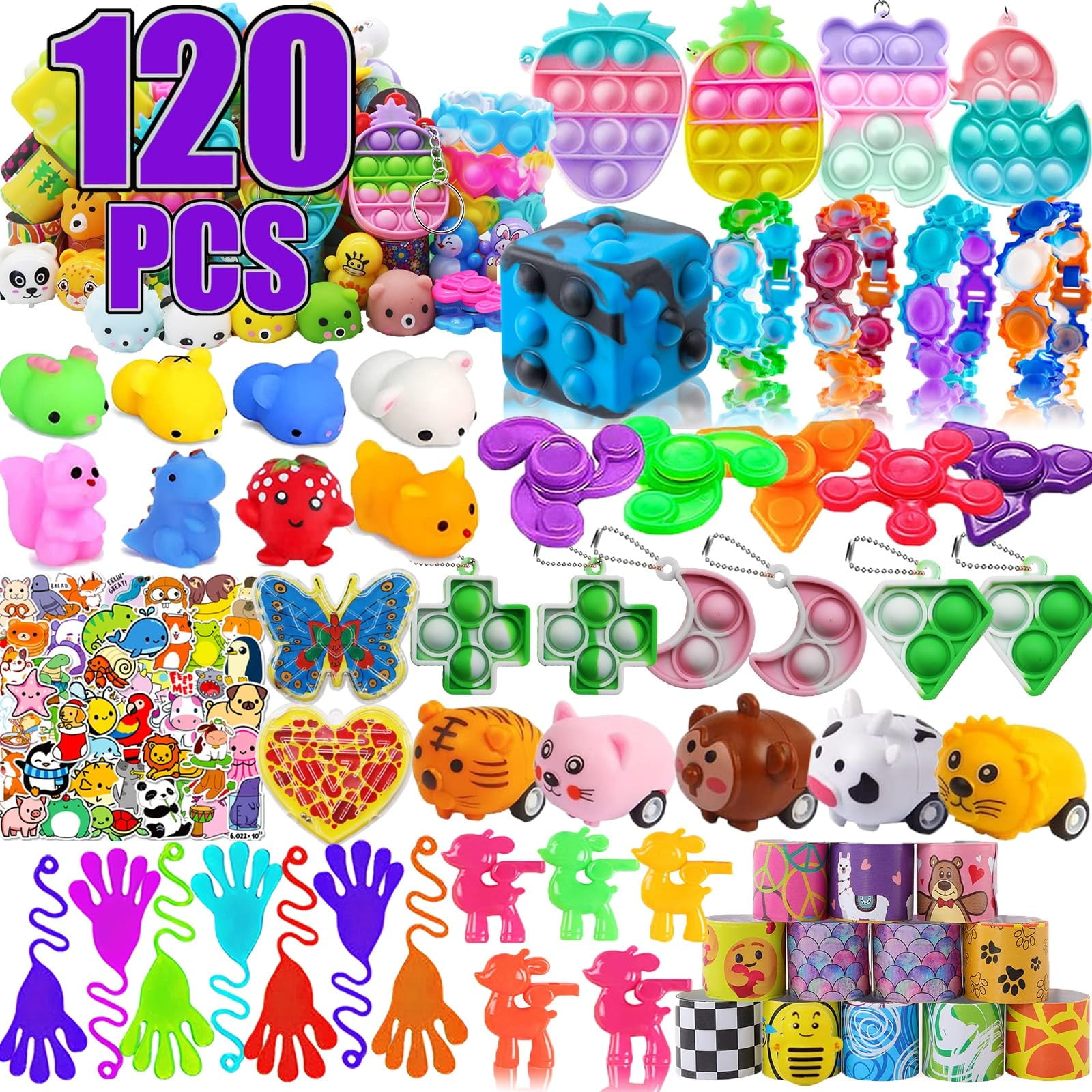 120 Pcs Pop Fidget Party Favors For Kids, Easter Egg Fillers, Pinata ...