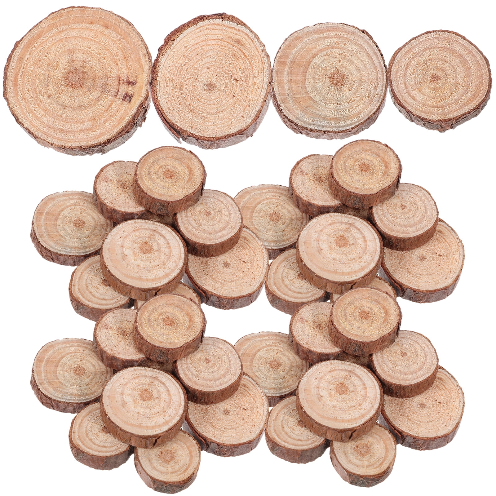 120 Pcs Round Wood Chips Wood Circles for Crafts Round Slices DIY Round ...