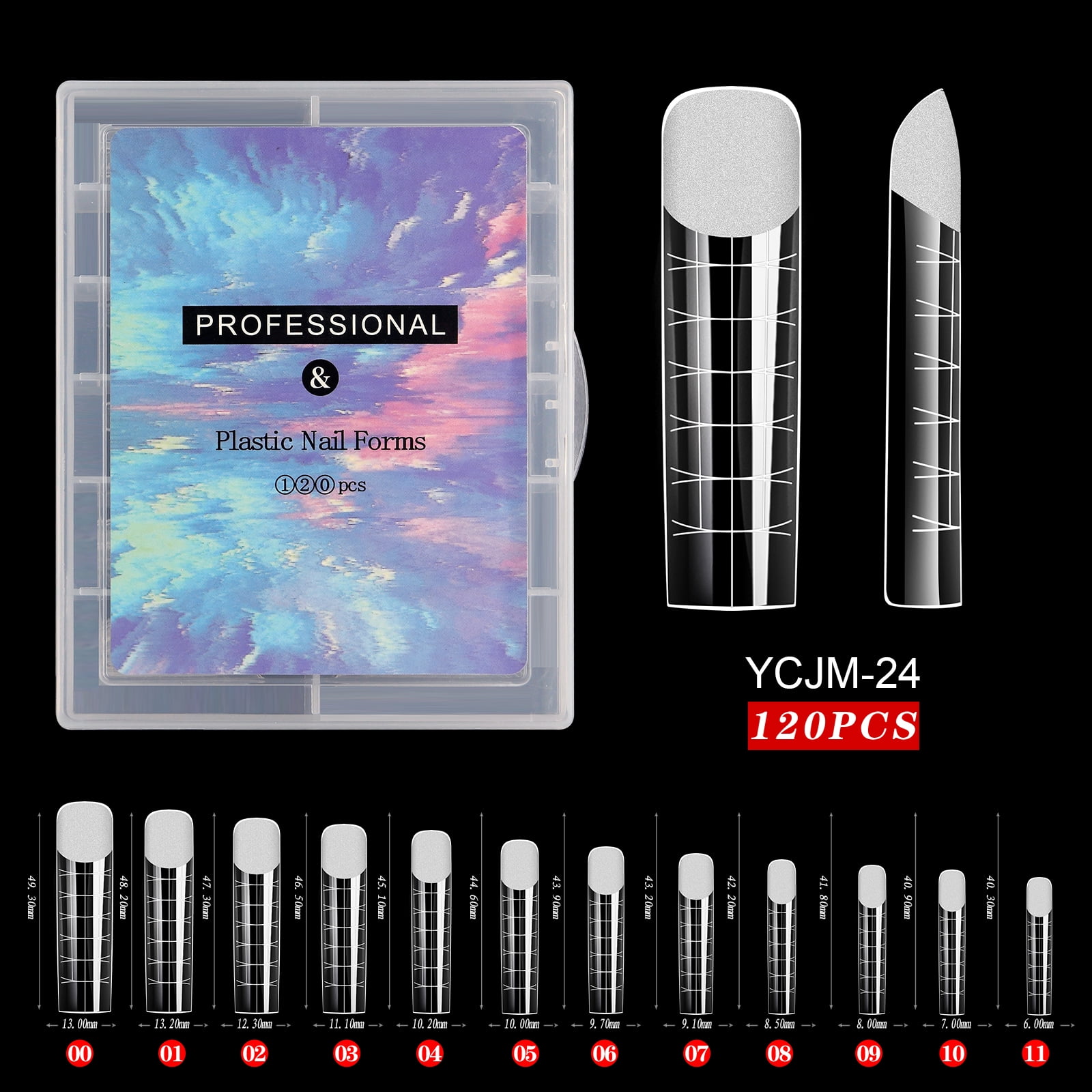 120 Pcs/Set Clear Dual Forms False Nails Full Cover Quick Building Gel ...