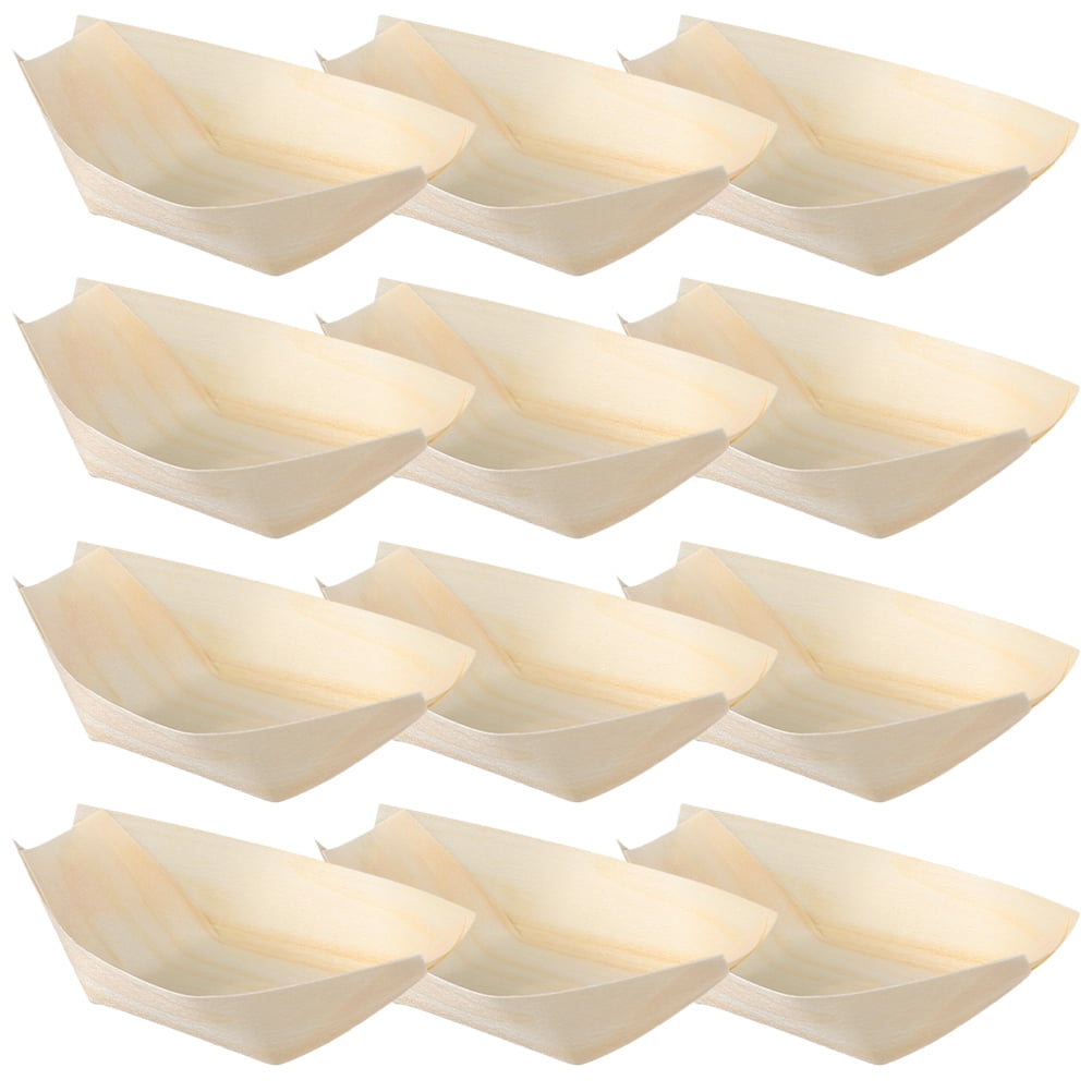 120 Pcs Wood Chip Bowl Food Trays Pallet Sushi Plates Mini Sashimi ...