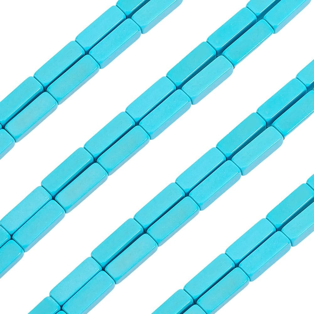 120 Pcs Synthetic Turquoise Rectangle Tube Beads 4x13mm Stone ...