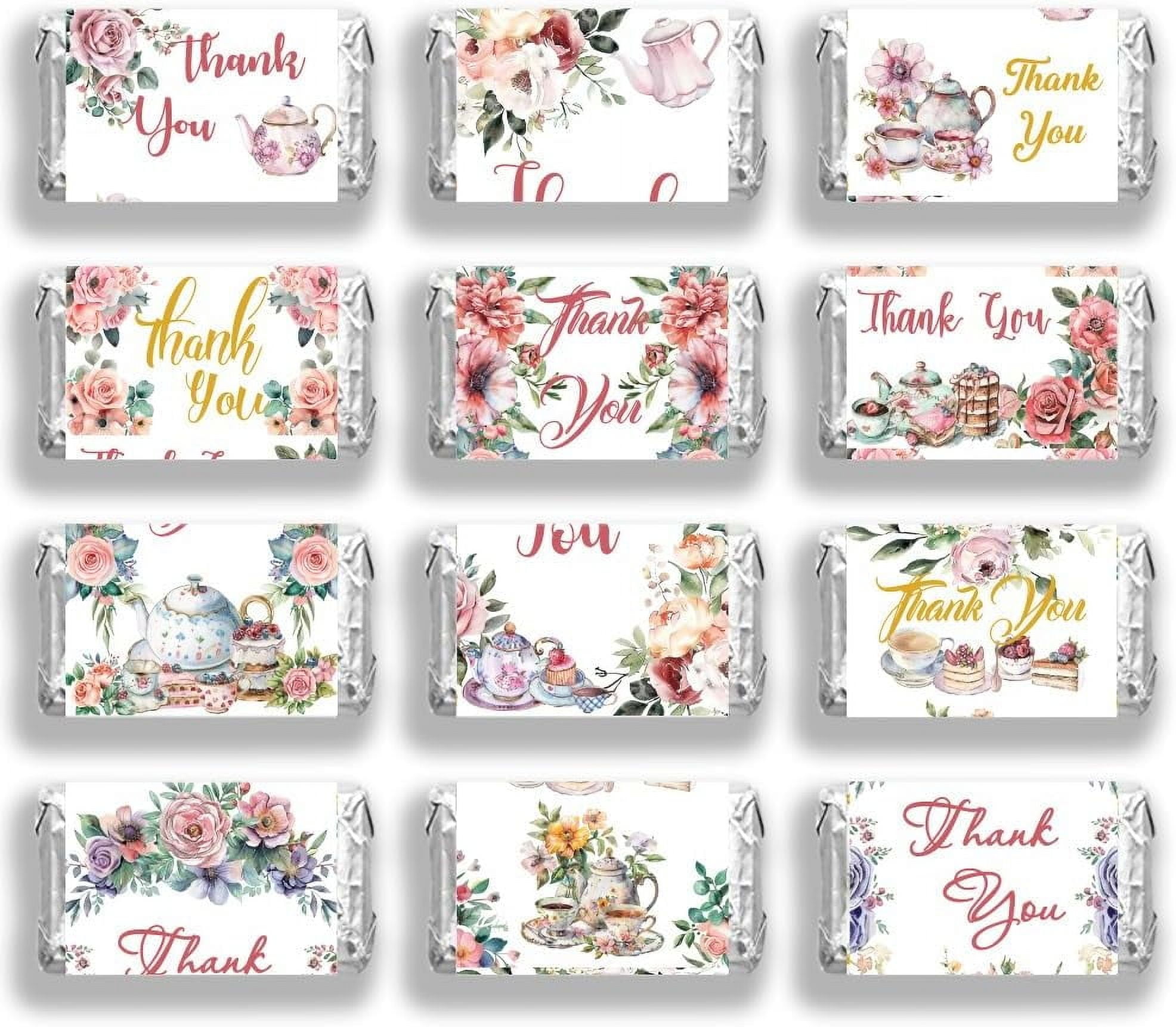 120 Pcs Thank You Mini Candy Bar Wrappers Rose Tea-Things Cake ...