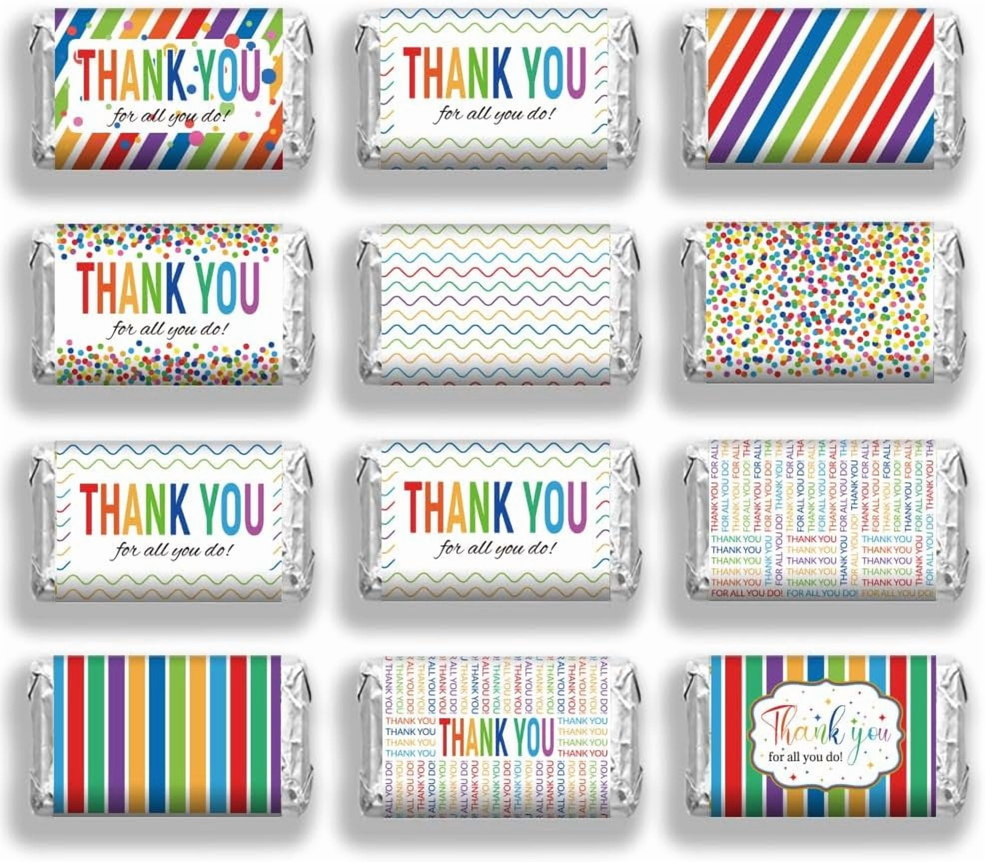 120 Pcs Thanks Mini Candy Bar Wrappers Rainbow Color Design Thank You ...