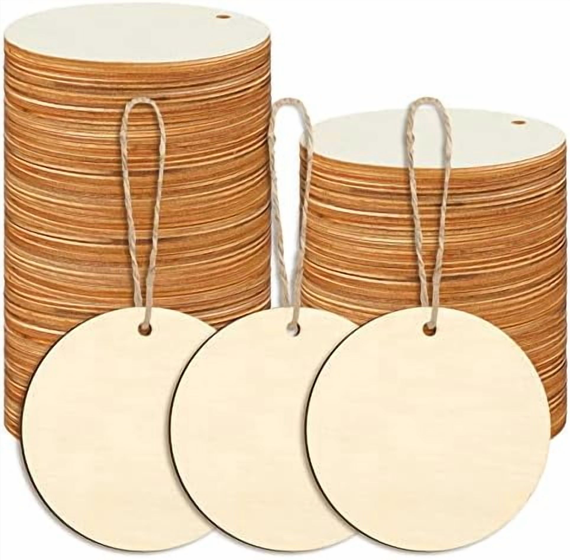 120 Pcs Unfinished Wood Circles for Crafts with Holes Round Wood ...