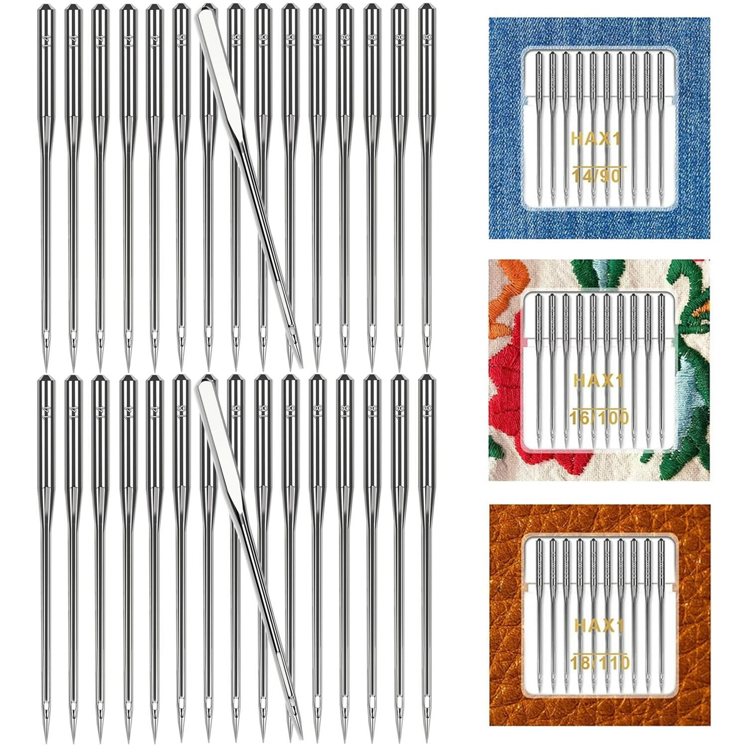 120 Pcs Universal Size 90/14 100/16 110/18 Sewing Machine Needles ...