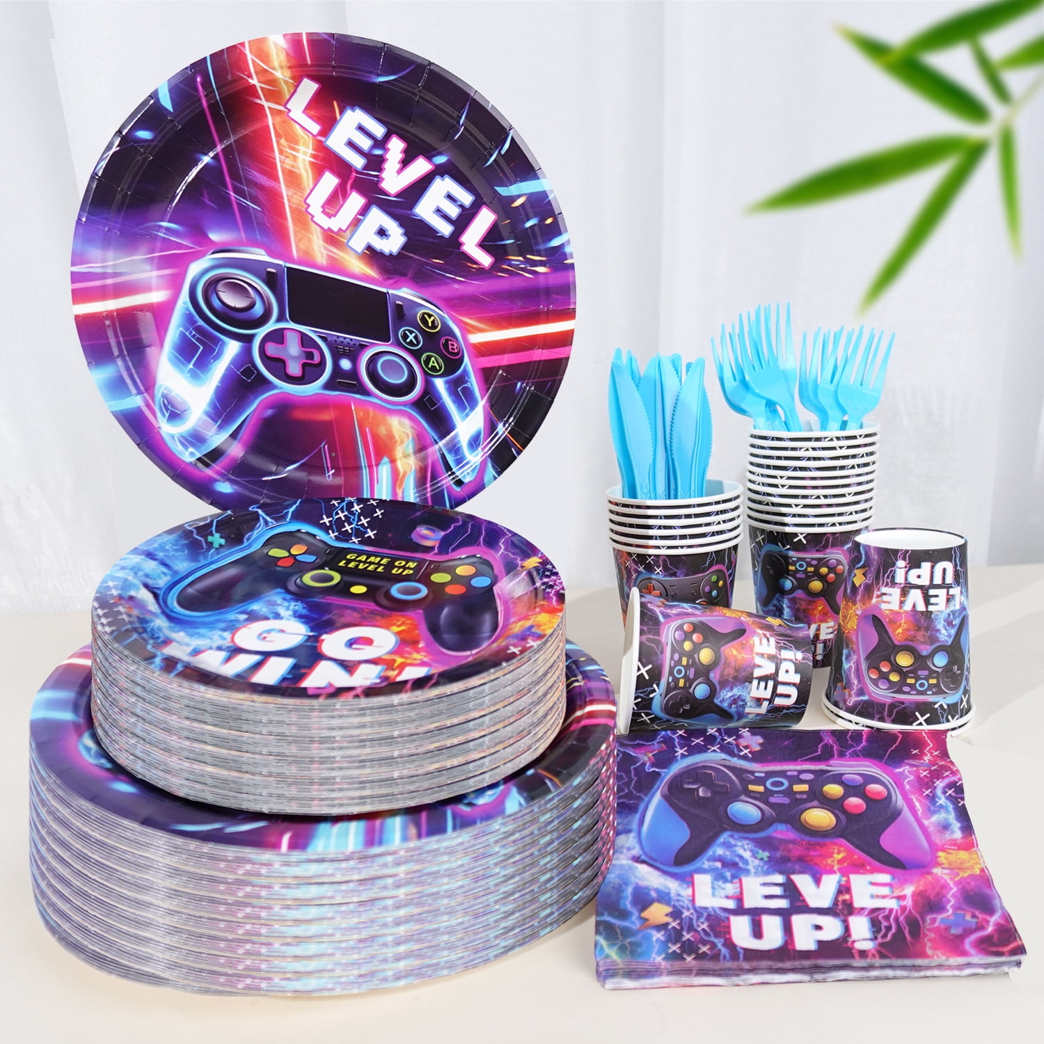 120 Pcs Video Game Controller Theme Cyberpunk Level Up Birthday PARTY ...