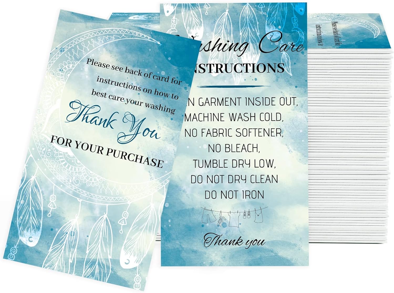 120 Pcs Washing Instructions Cards Clothing Washing Care Cards T-Shirts ...