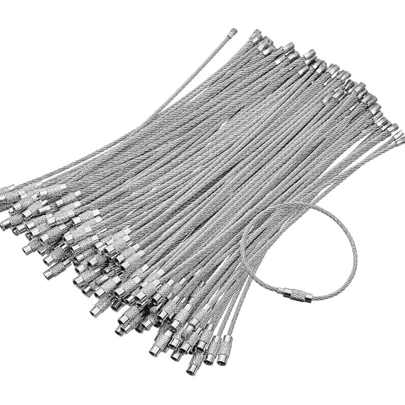 120 Pcs Wire Keychain Cable Metal Wire Cable Key Ring 6 Inch Stainless ...