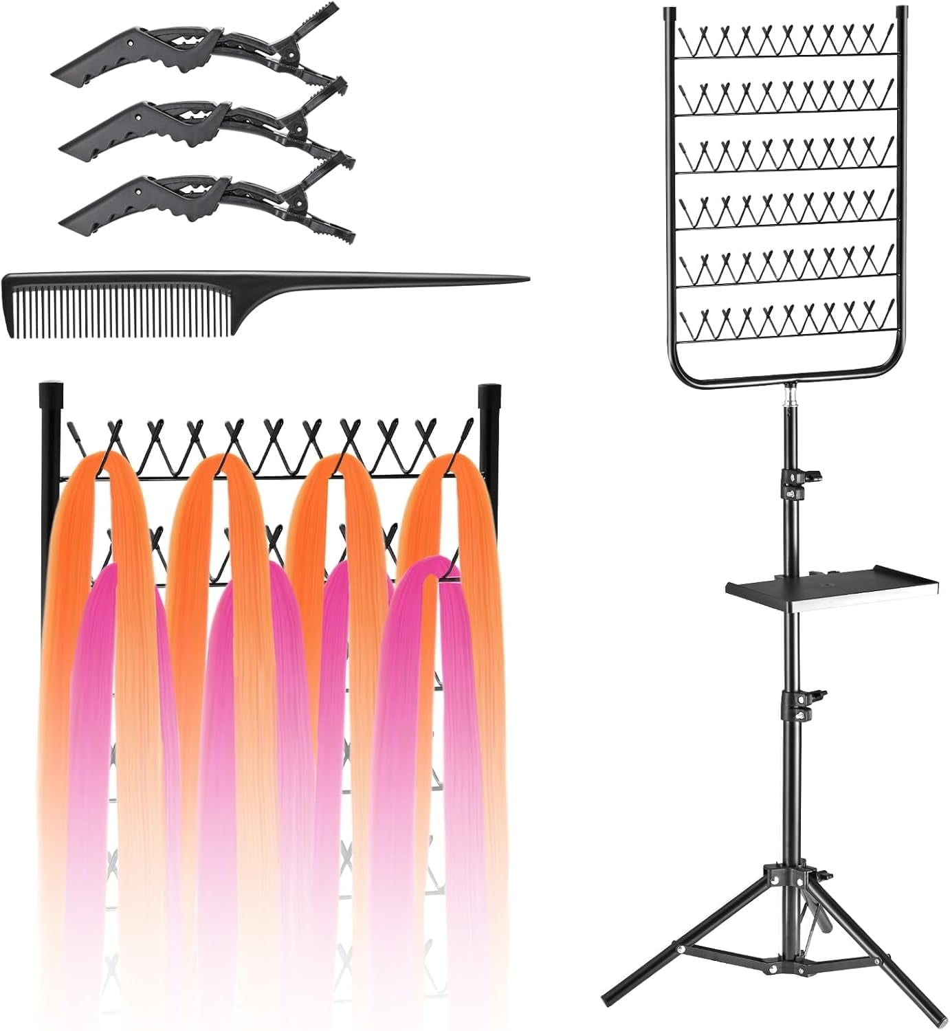 120-Peg Braiding Hair Rack, Height Adjustable Braiding Hair Rack with ...