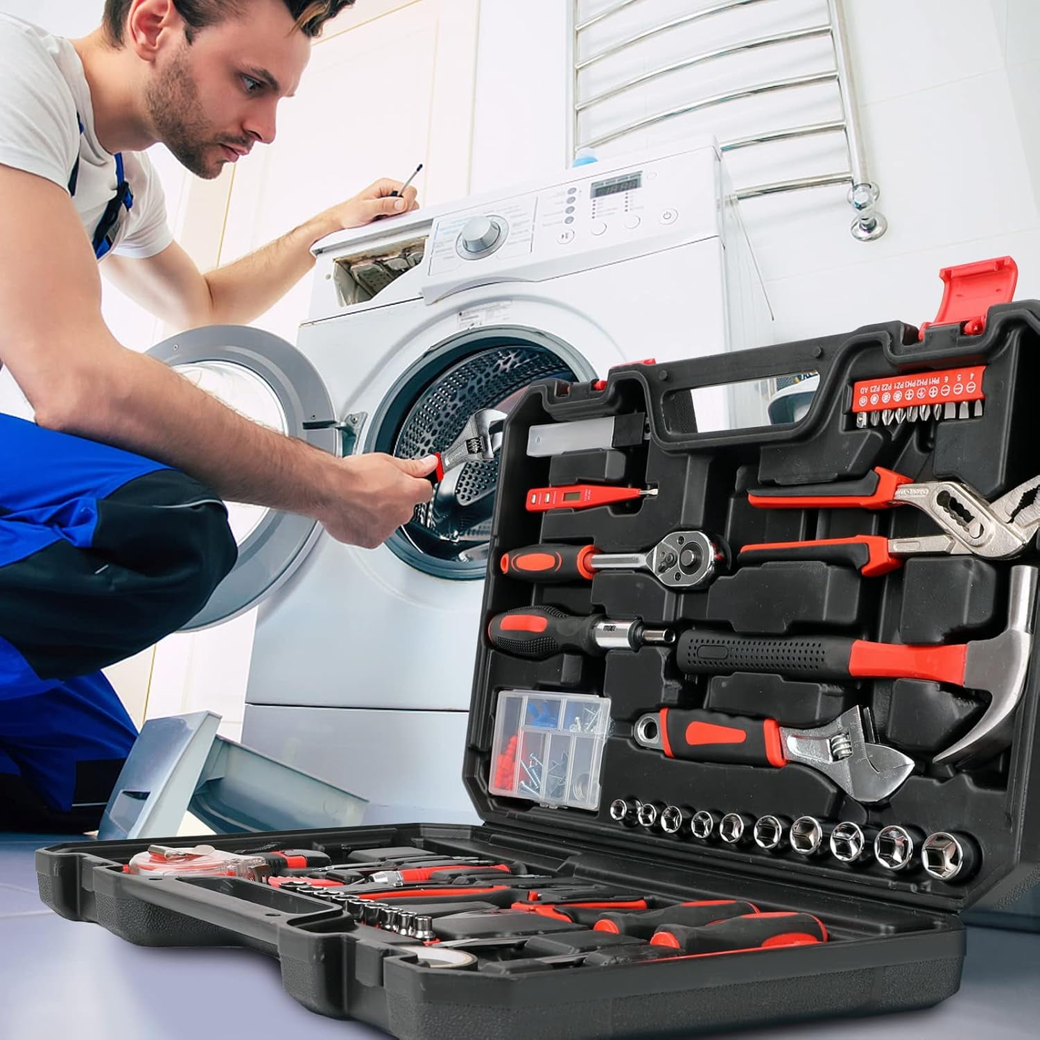 120 Piece Tool Set with Plastic Toolbox Storage Case - Walmart.com