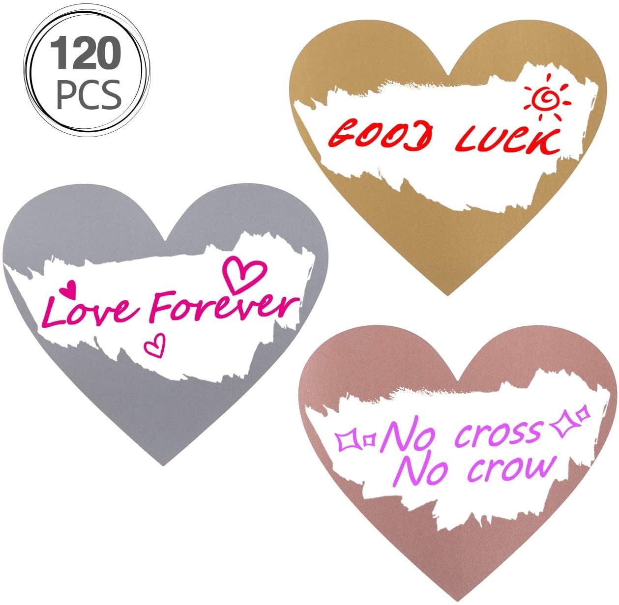 120 Pieces 3 Inch Heart Shape Scratch Off Stickers Labels for DIY ...