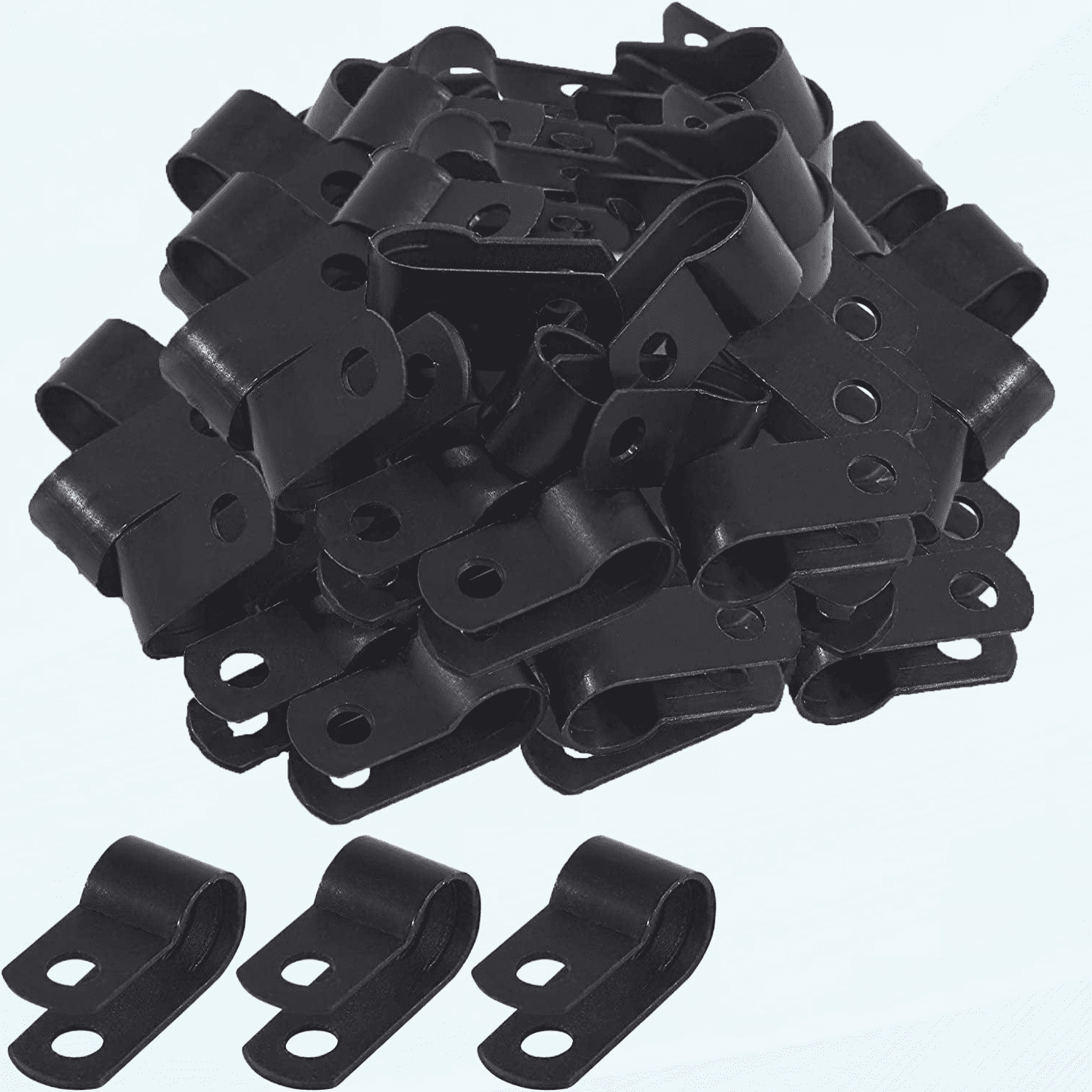 120 Pieces 5/16 inch Black Nylon Cable Clamps with Stainless Steel ...