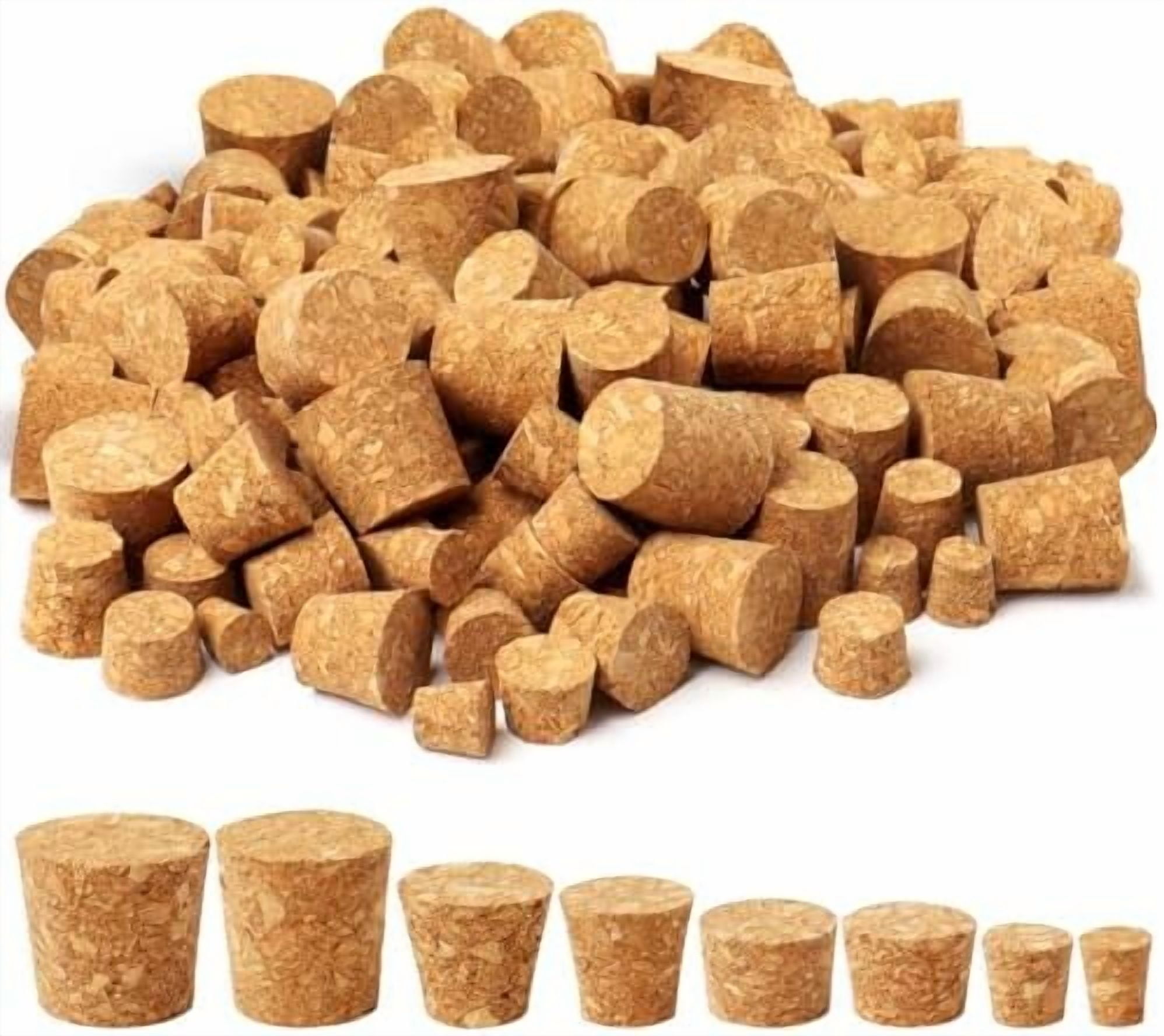 120 Pieces 8 Sizes Assorted Cork Stoppers Small Wood Wine Bottle ...