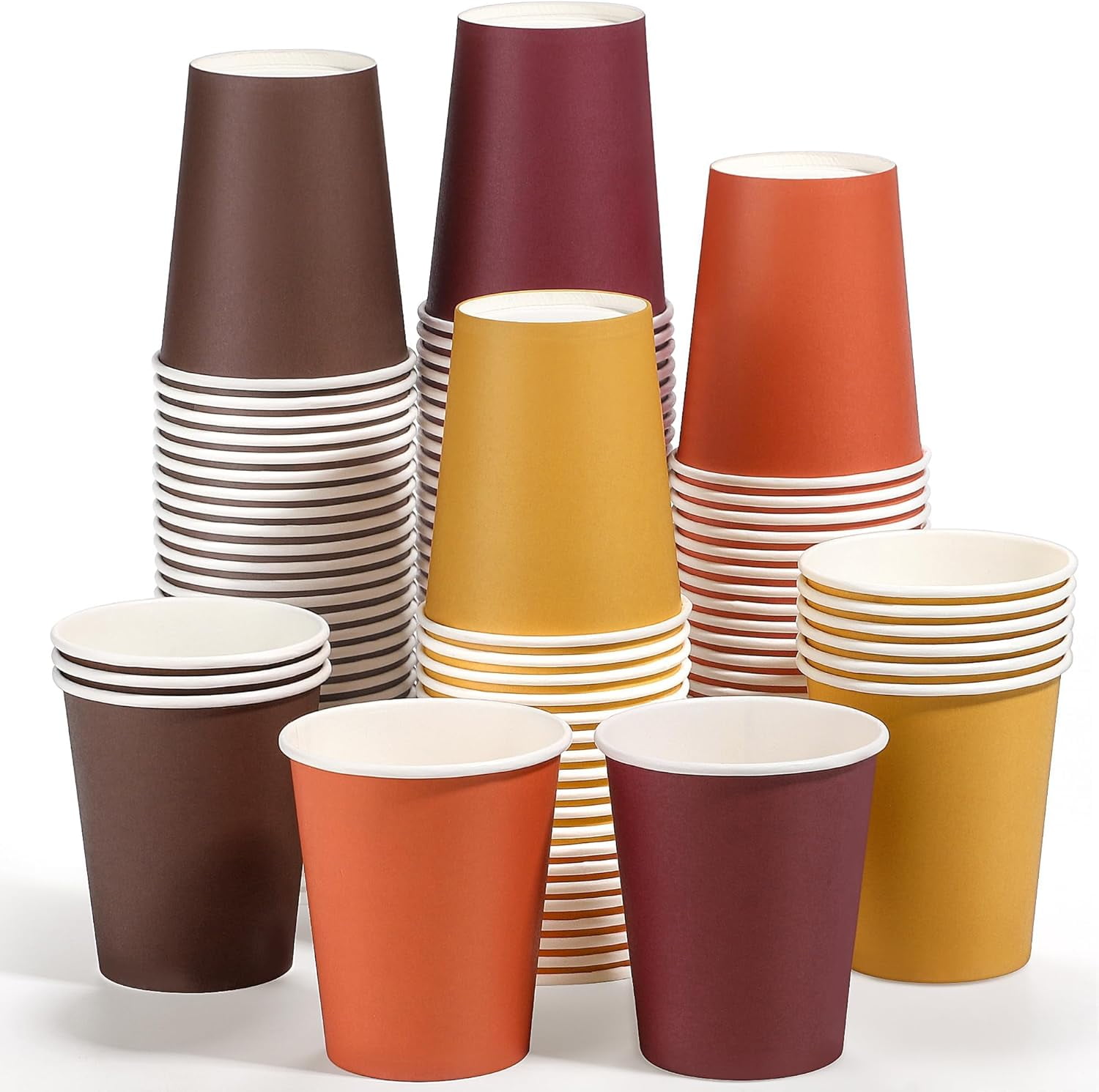 120 Pieces 9 Ounce Disposable Paper Cups Autumn Color Party Cups ...