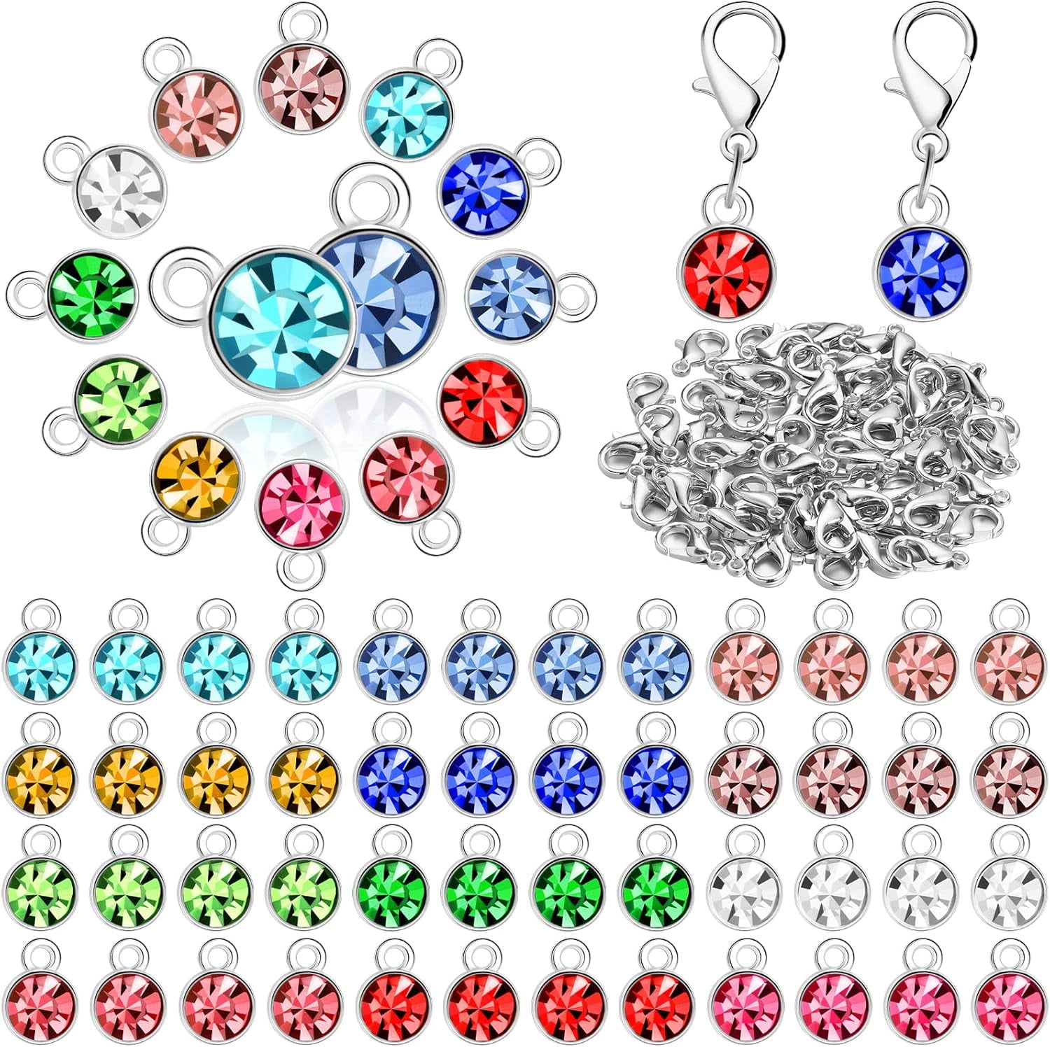 120 Pieces Birthstone Charms for Jewelry Making Handmade DIY Crystal ...