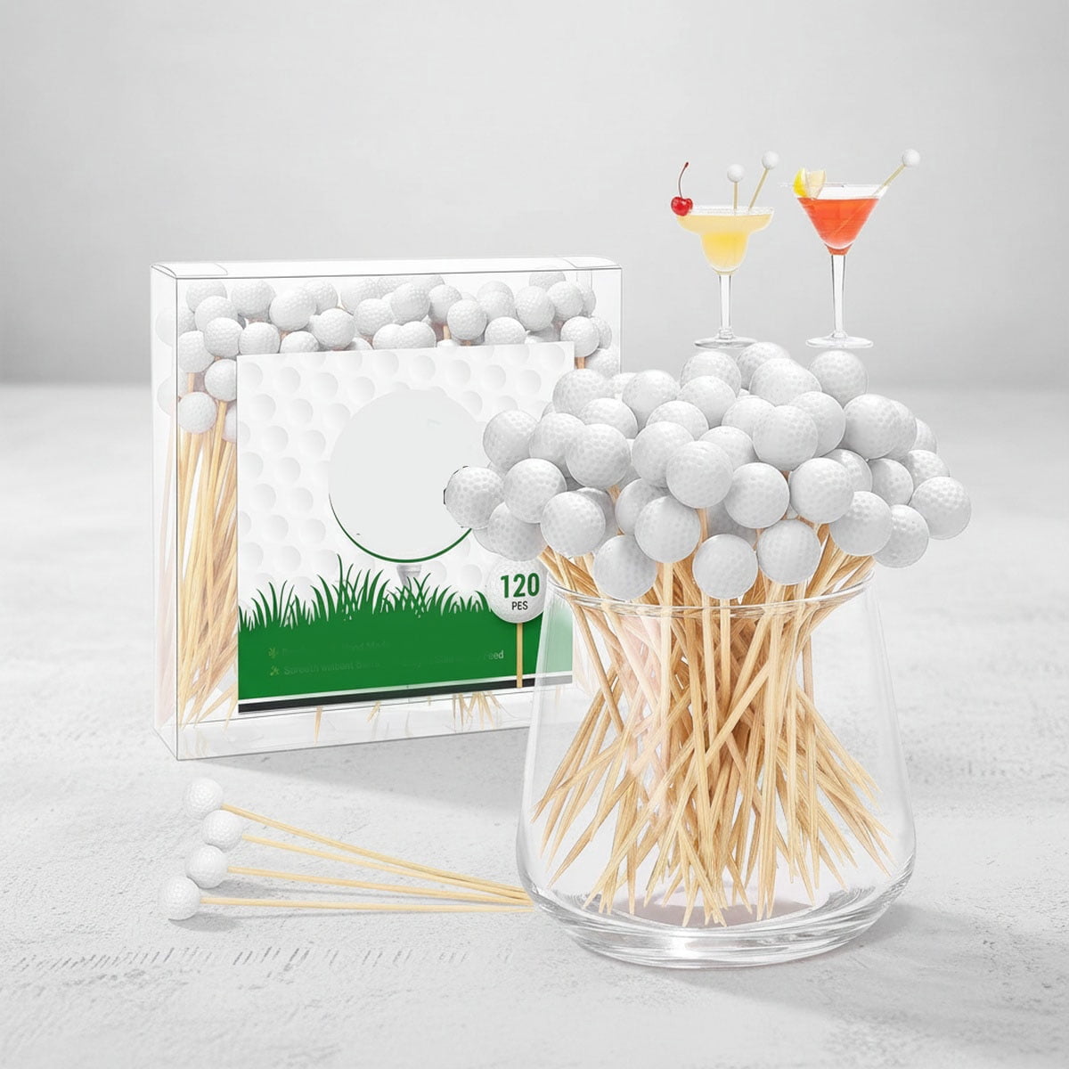120 Pieces Golf Cocktail Picks, Golf-Themed Ball Toothpicks for ...