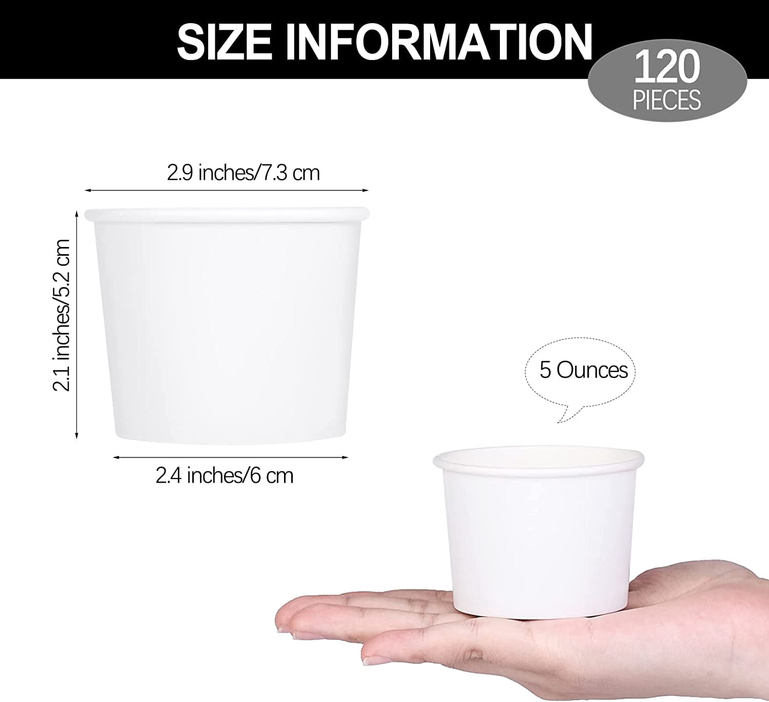 120 Pieces Ice Cream Sundae Cups Paper Dessert Yogurt Bowls Disposable ...