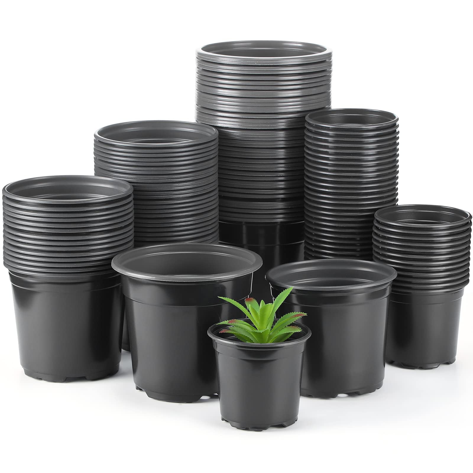 120 Pieces Nursery Pots Variety Pack Plastic Plant Pots 4 5 6 Inch ...