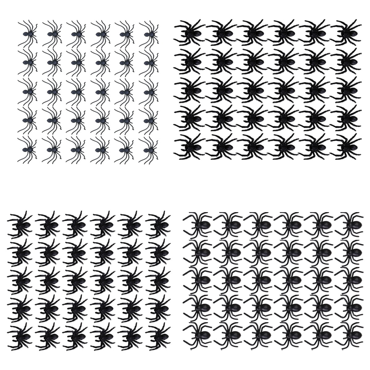 120 Pieces Realistic Plastic Spiders 4 Sizes Small Spider Toys Black ...