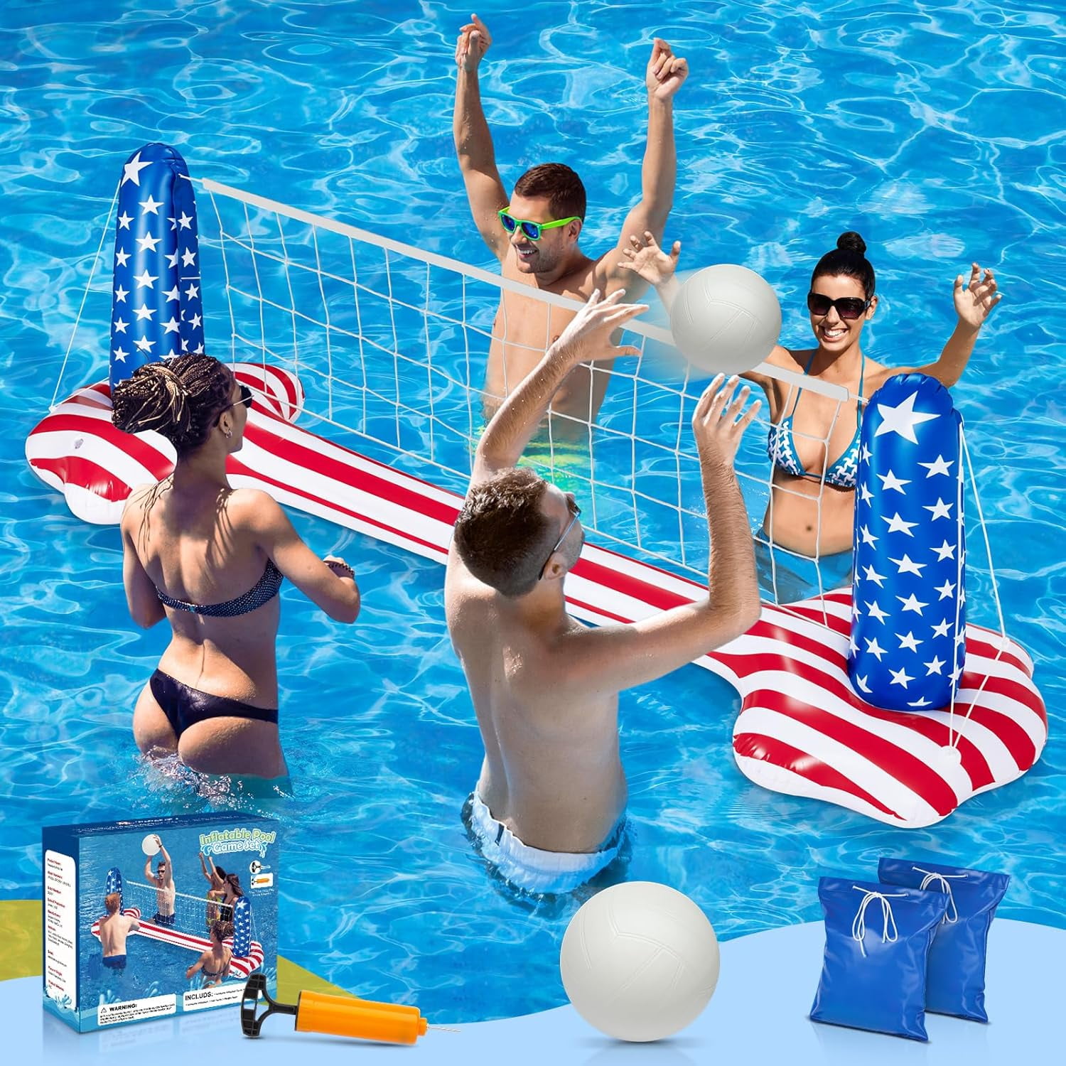 120" Pool Volleyball Net, Pool Volleyball Set for Inground American ...