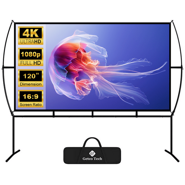 "GTGETCO 120"" Outdoor Portable Projector Screen - 4K HD, Freestanding ...