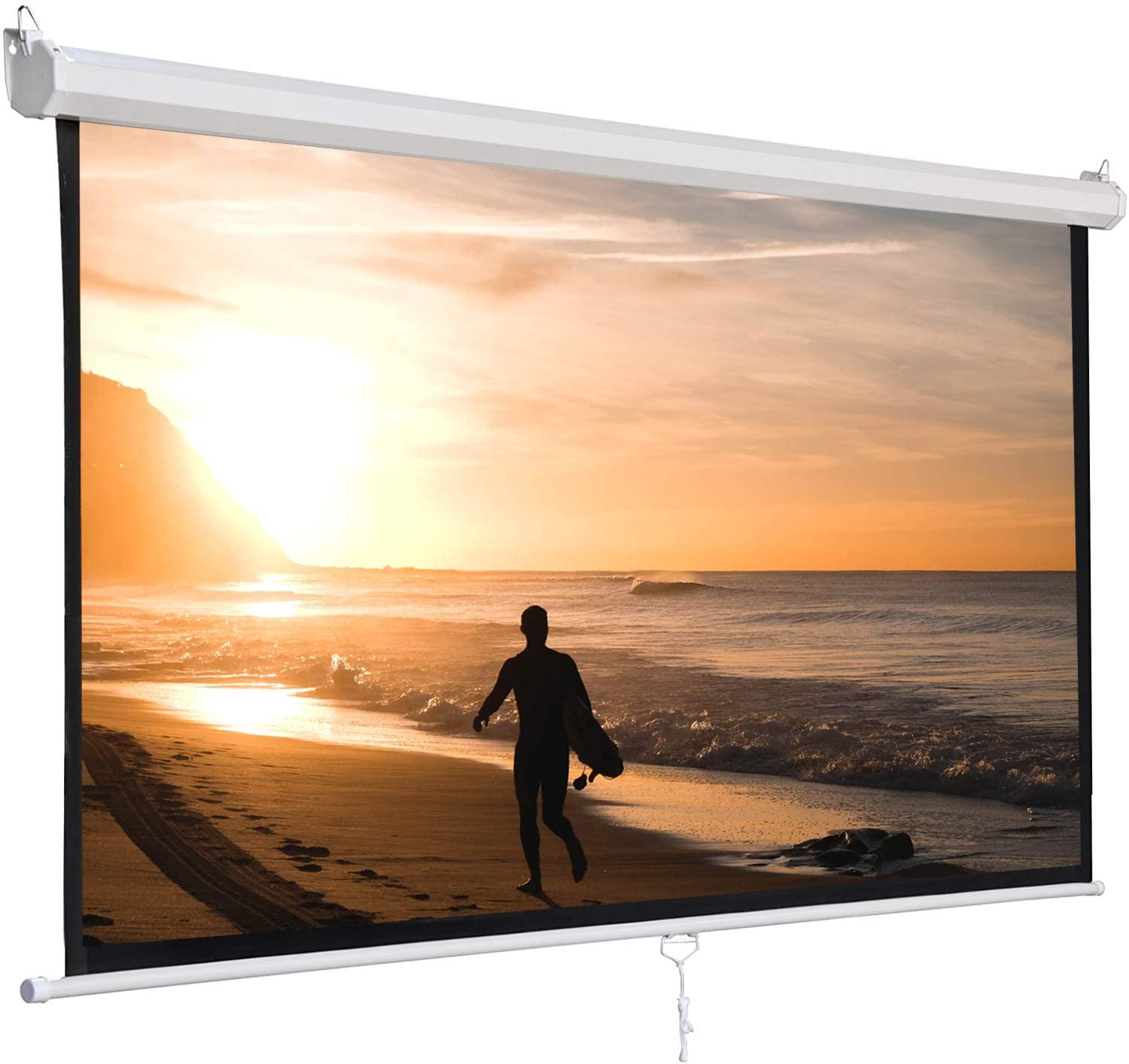 120'' Projector Screen, Retractable Projection Screen Manual Pull Down ...