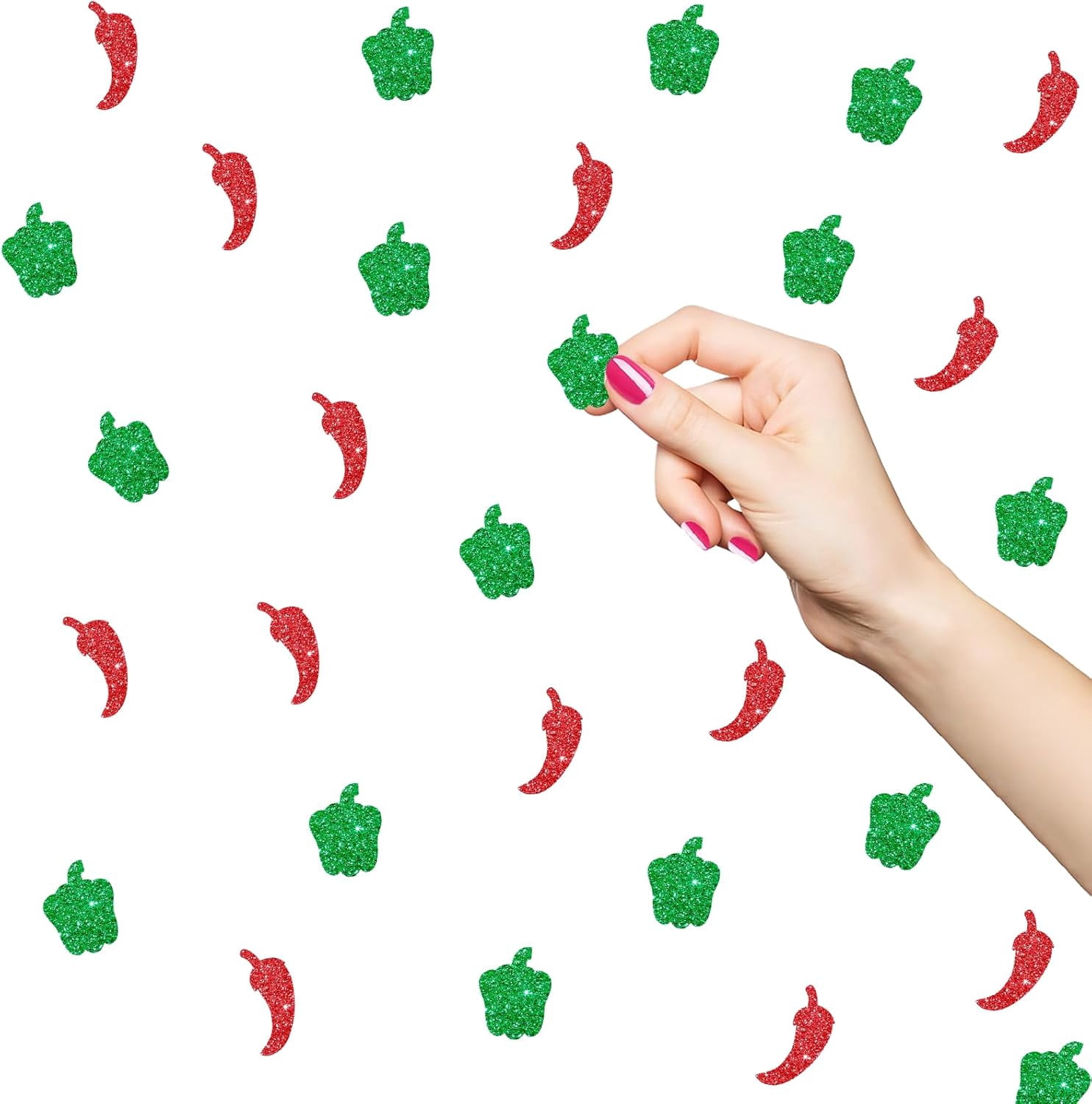 120 Red Chili Confetti, Green Pepper Table Confetti, Fiesta Paper ...